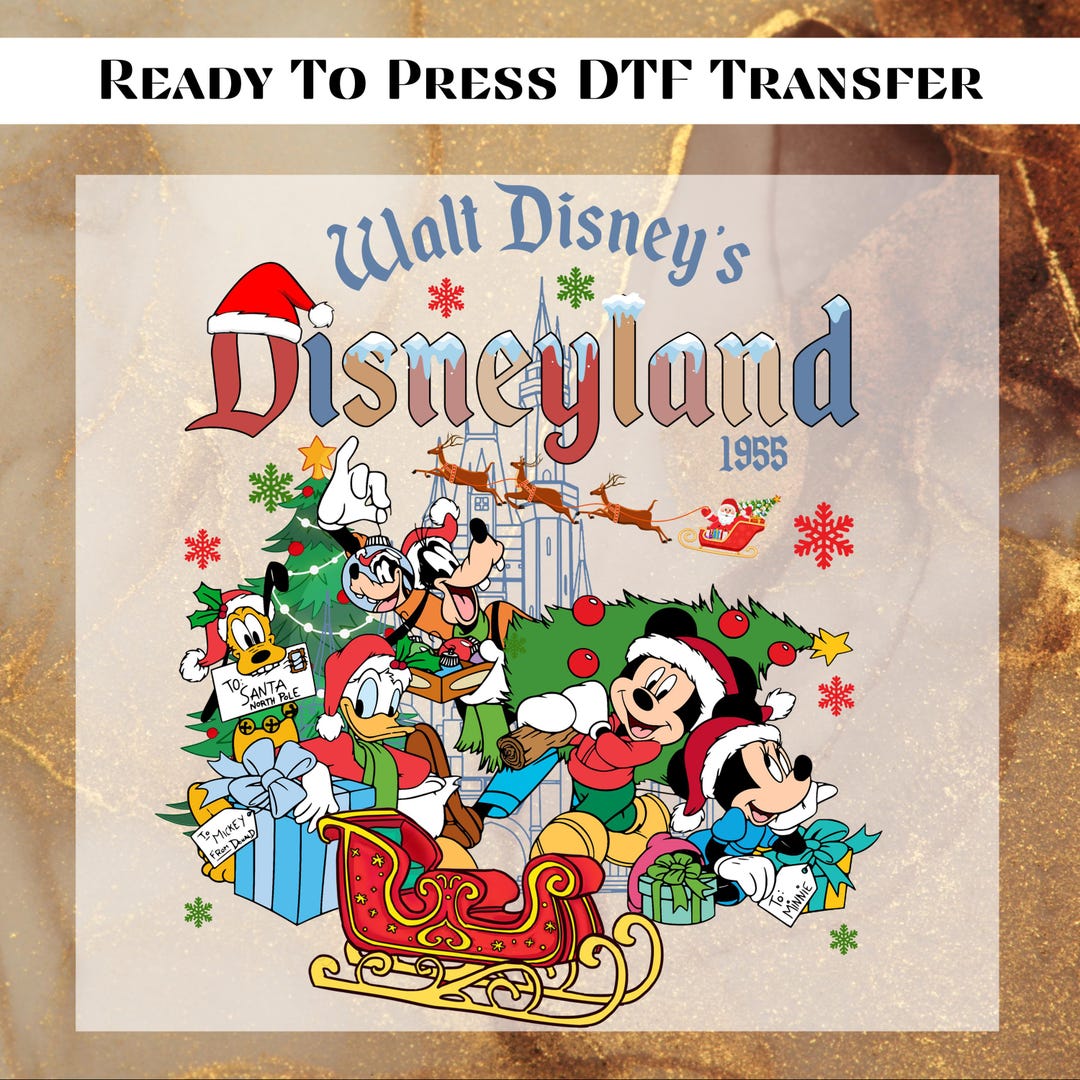 Vintage Disney's Est 1955 DTF, Mickey Very Merry Christmas Heat Press ...