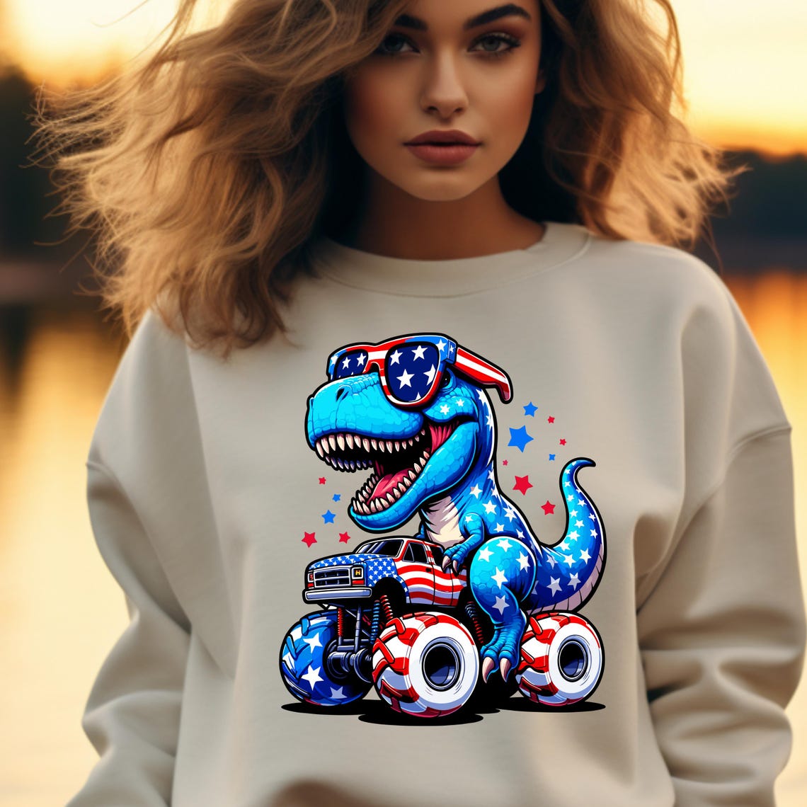 Patriotic Dinosaur Dtf Transfer, Funny T-rex 4th of July Ready to Press ...