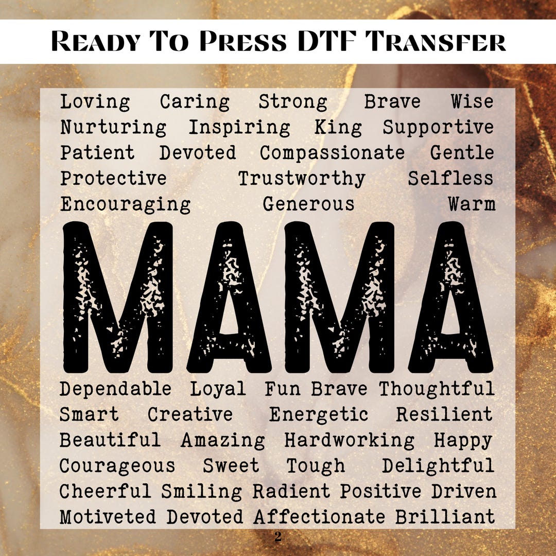 Mama Words DTF Transfer Ready to Press, Gift for Mom Heat Press ...