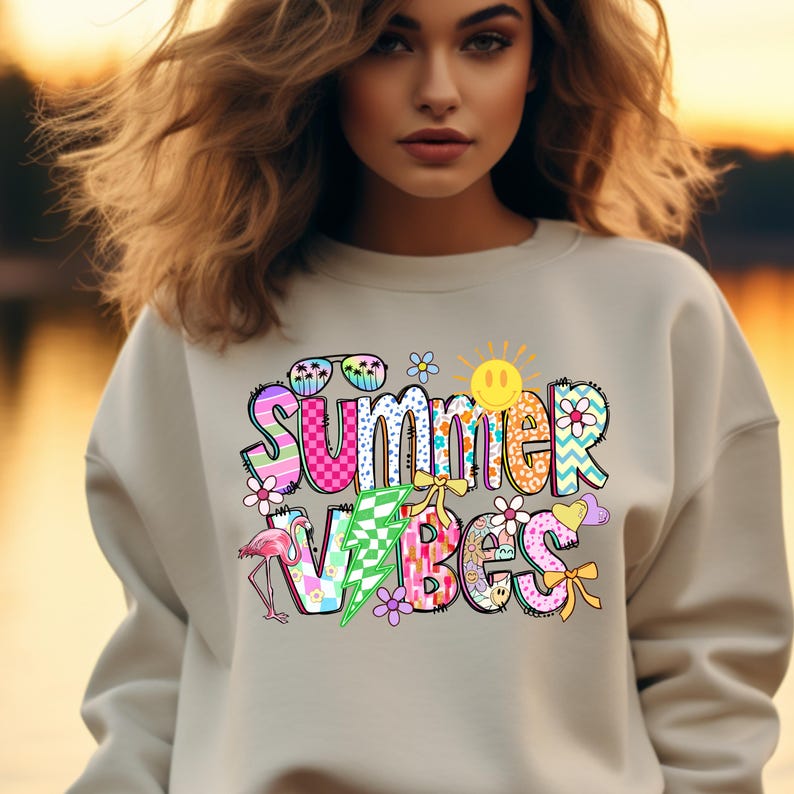 Preppy Summer Vibes DTF Transfer Ready to Press, Summer Brushstroke ...