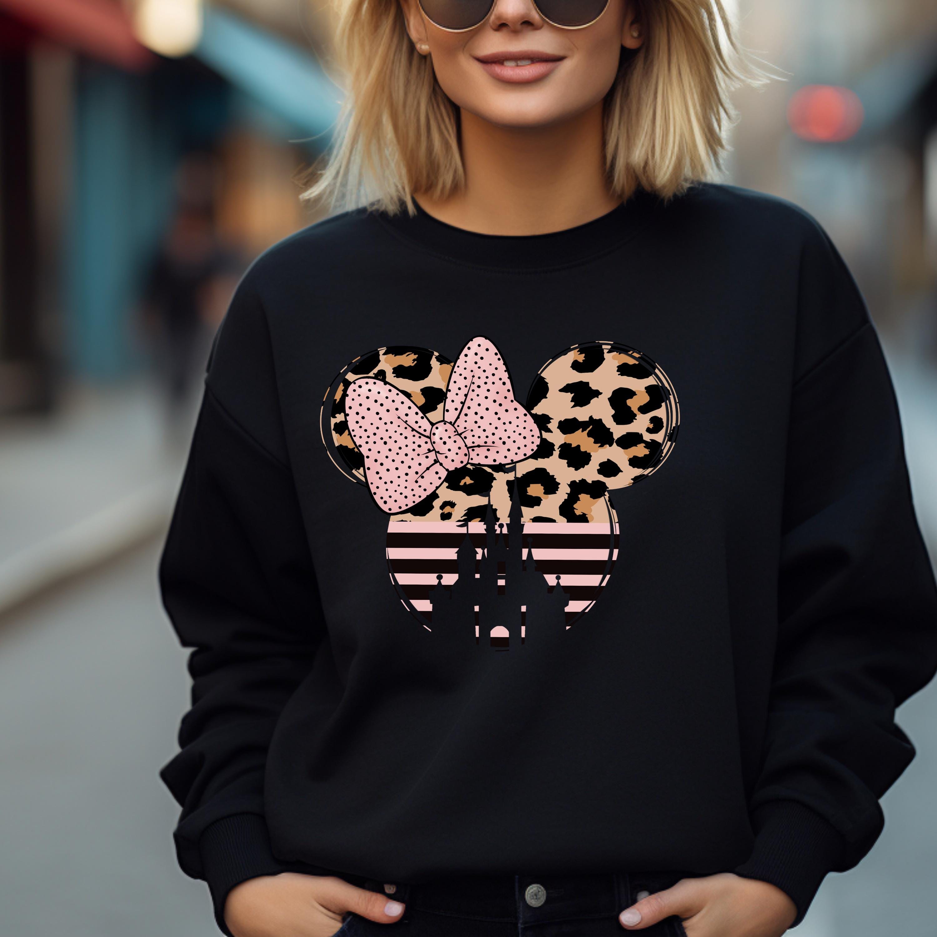 Leopard Print Minnie Mouse Head DTF Transfer for Ready to Press, Cute ...