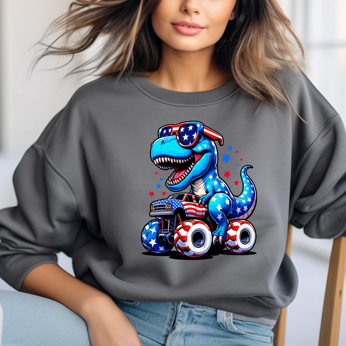 Patriotic Dinosaur Dtf Transfer, Funny T-rex 4th of July Ready to Press ...