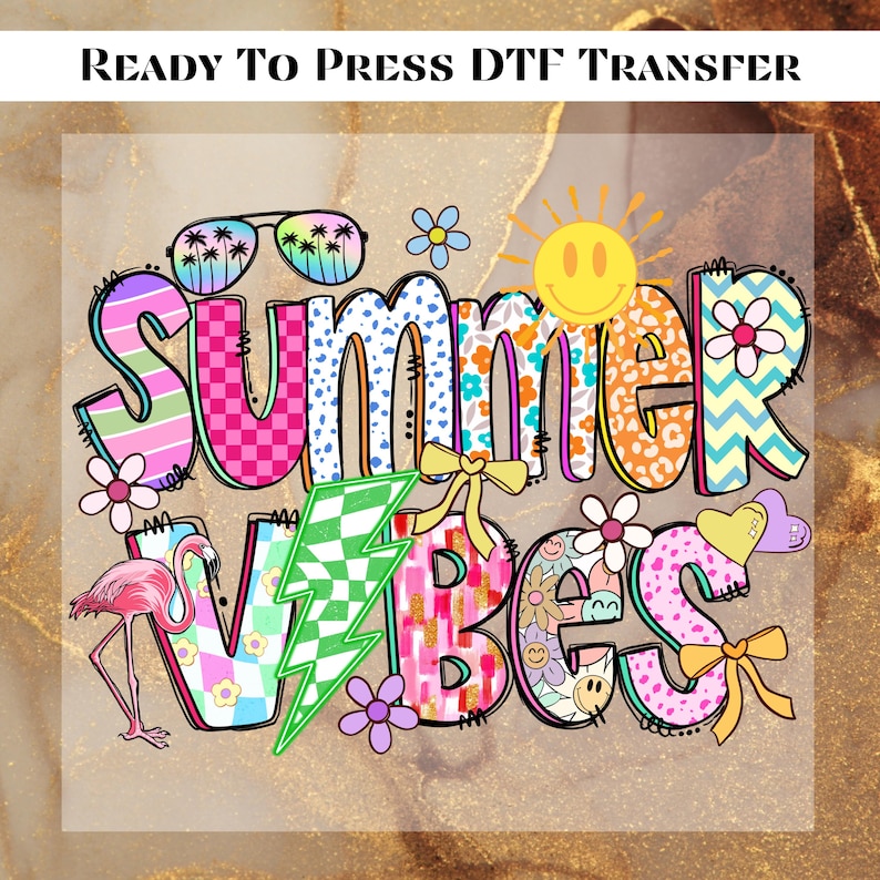Preppy Summer Vibes DTF Transfer Ready to Press, Summer Brushstroke ...