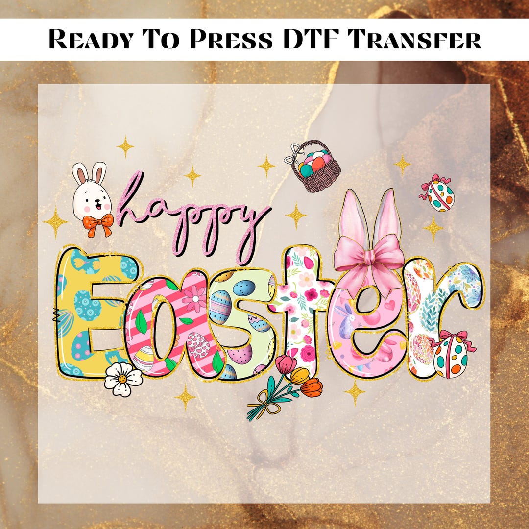 Happy Easter DTF Transfer Ready to Press, Coquette Easter Bunny Apply ...