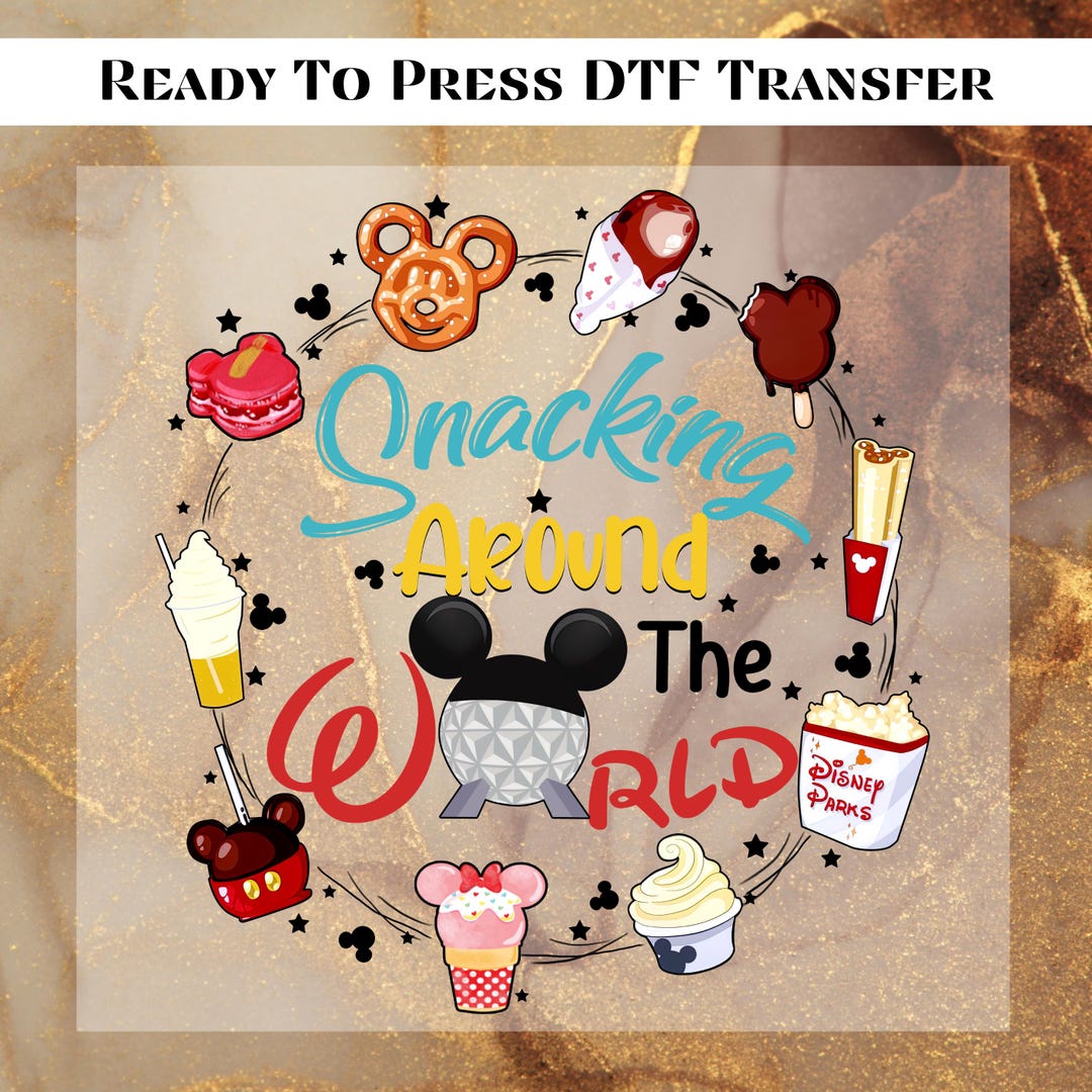 Disney Epcot Snacking Around the World Dtf Transfer,mickey Friends ...