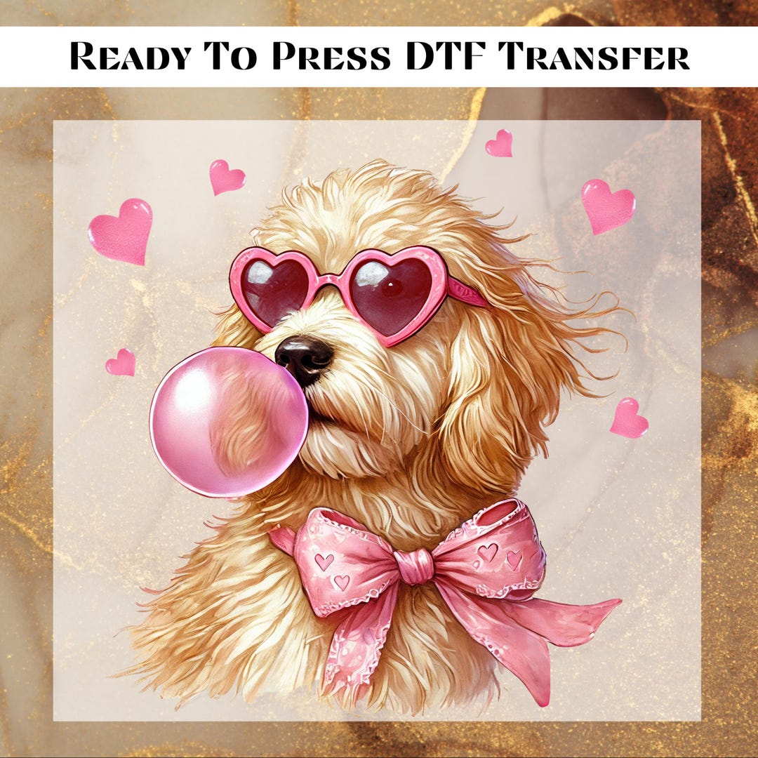 Goldendoodle Coquette DTF for Ready to Press,doodle Mom Valentine Ready ...