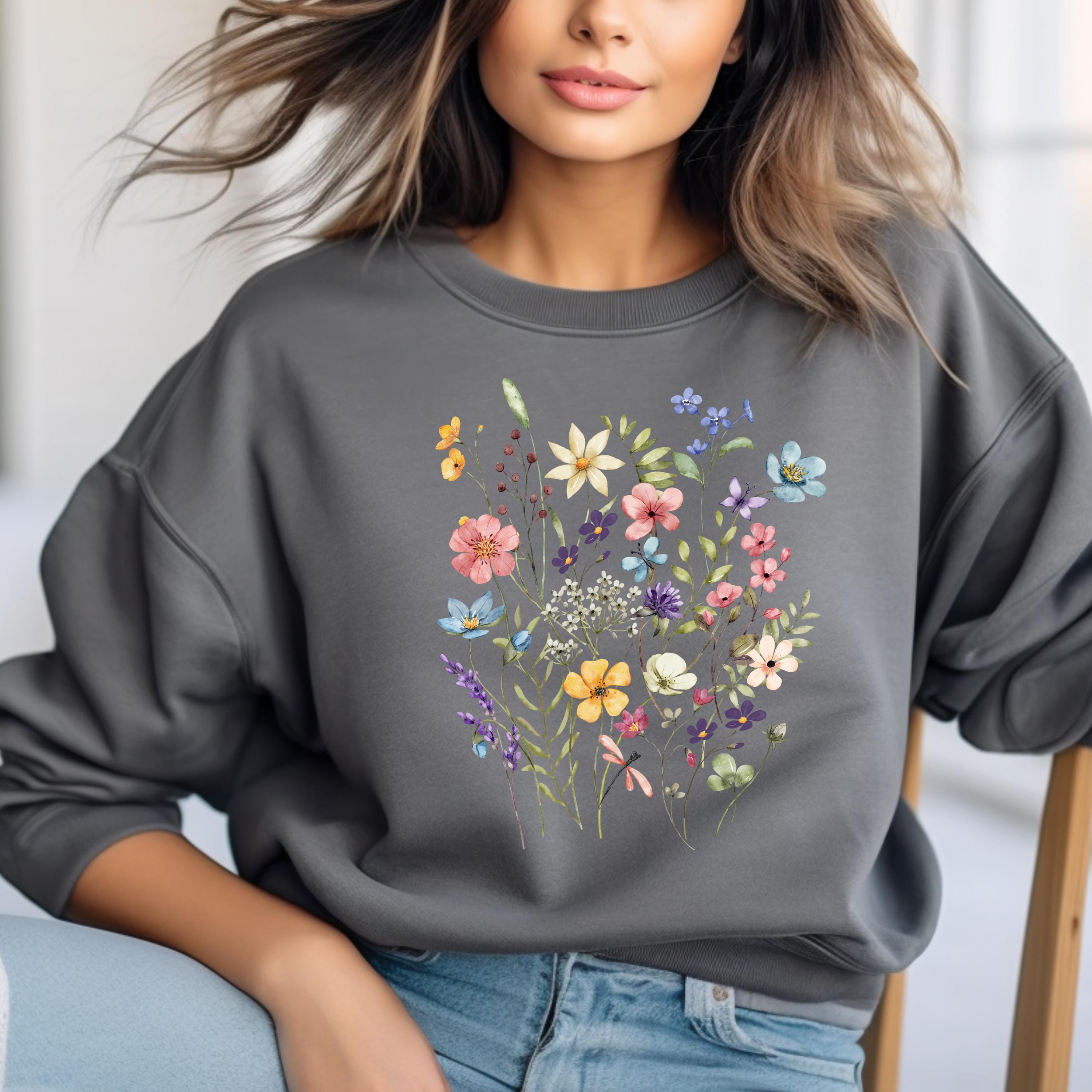 Wildflower Flowerbed DTF Transfer, Printable Watercolor Ready to Press ...