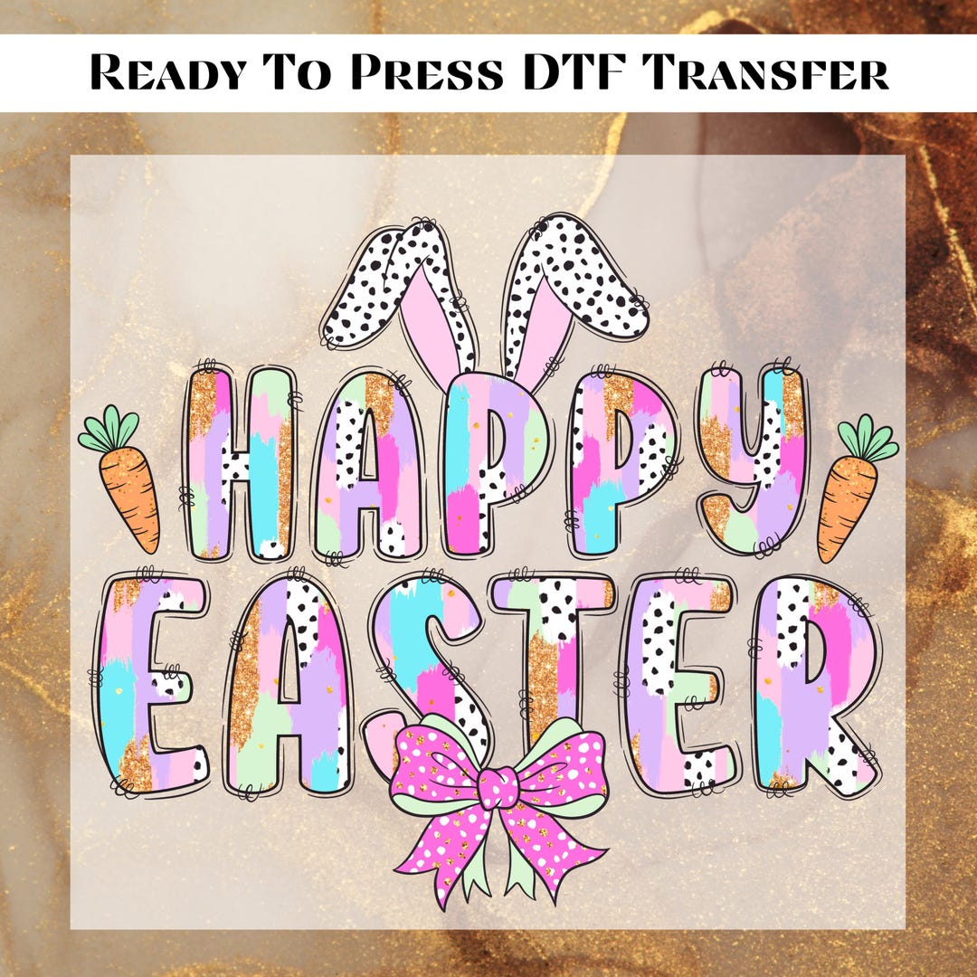 Happy Easter DTF Transfer Ready to Press, Coquette Easter Bunny Apply ...