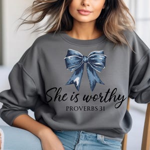 She is Worthy Bow DTF Transfer Ready to Press, Christian Ready Apply ...