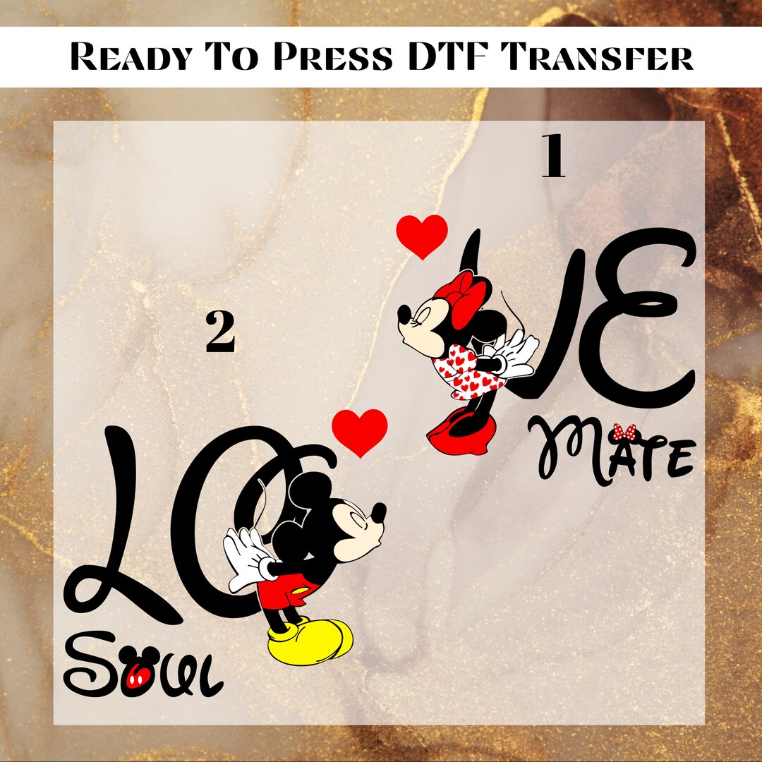 Minnie & Mickey Happy Valentine's Day Ready to Press,disney Love Heart DTF Print, Disney Couple ...