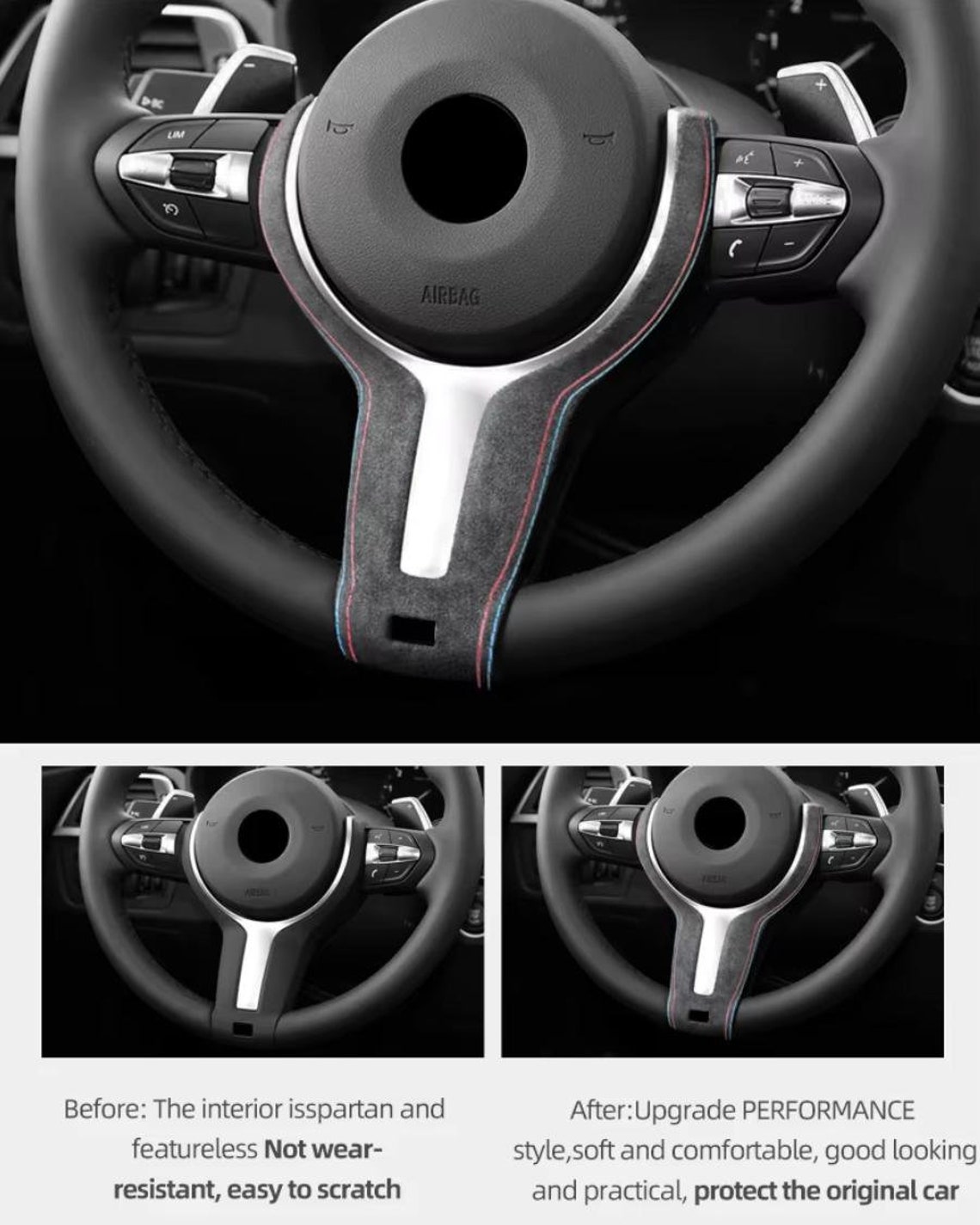 Premium Alcantara Steering Wheel Trim Sticker for BMW Series 1-4, X1 - Etsy