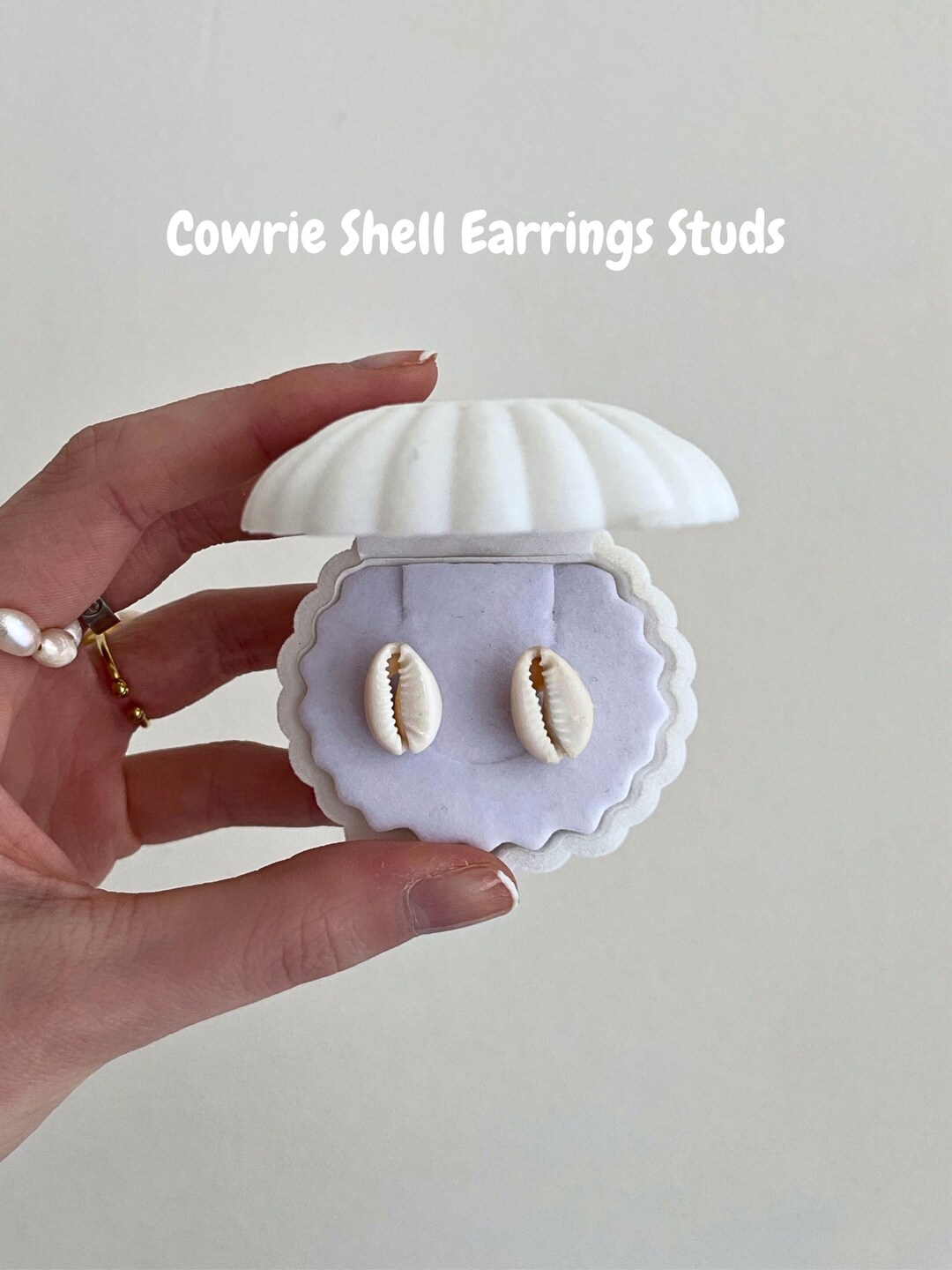 Cowrie Shell Earring Studs, Handmade Jewelry, Boho, Beach Wedding ...
