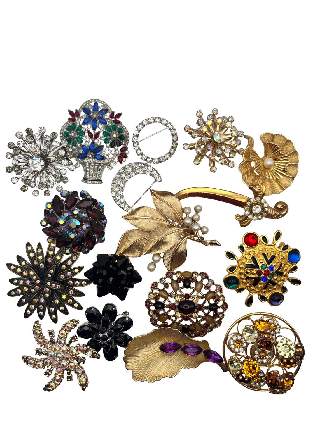 Set of 17 Brooches - Signed & Unsigned - Etsy