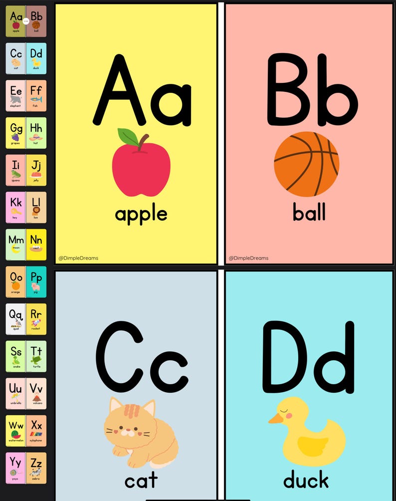 Printable ABC FLASH CARDS - Etsy