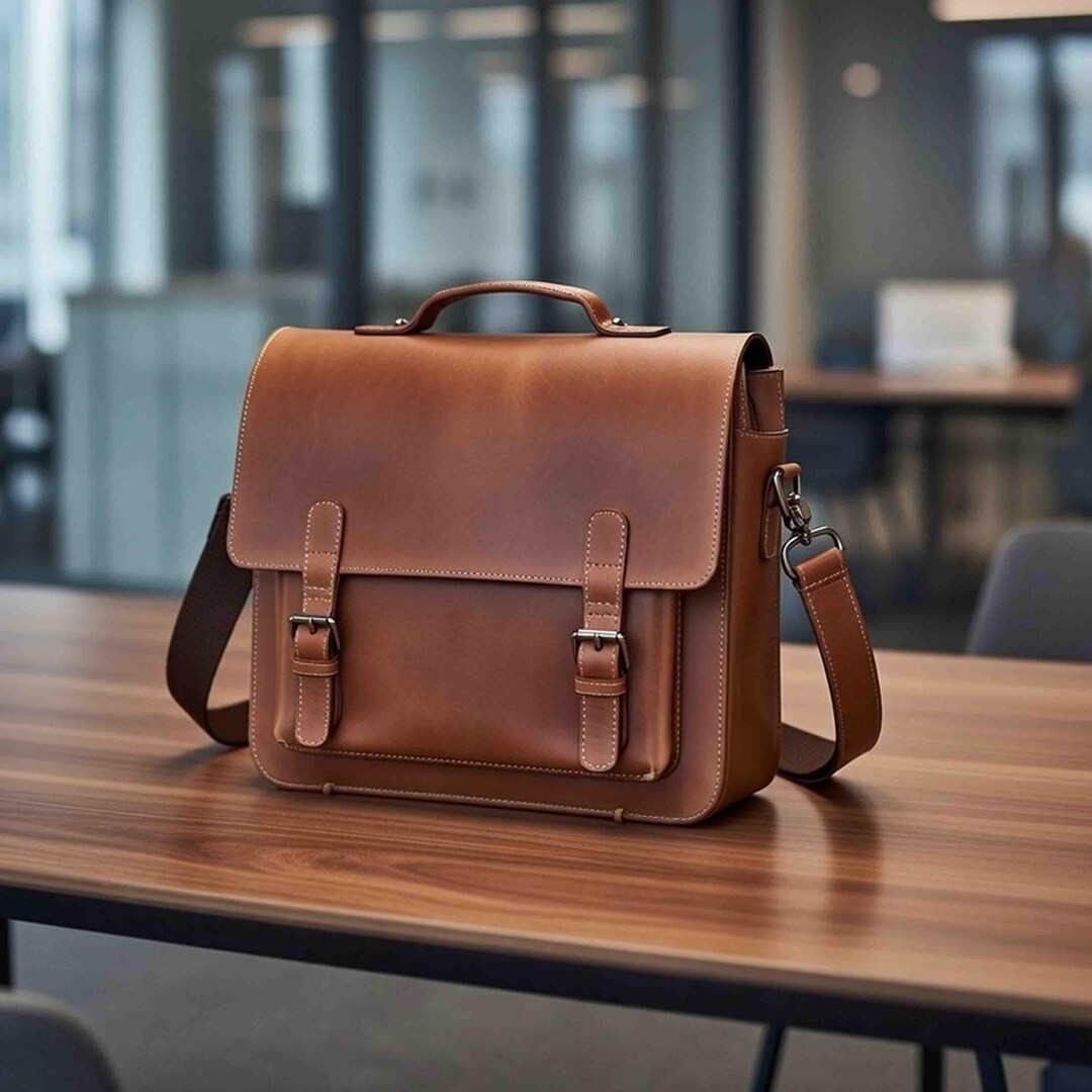Personalized Leather Laptop Bag Custom Work Briefcase | Handmade Office ...