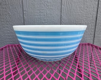 Vintage Pyrex 403 2 1/2 Quart / Blue and White Striped Bowl/ Mid ...