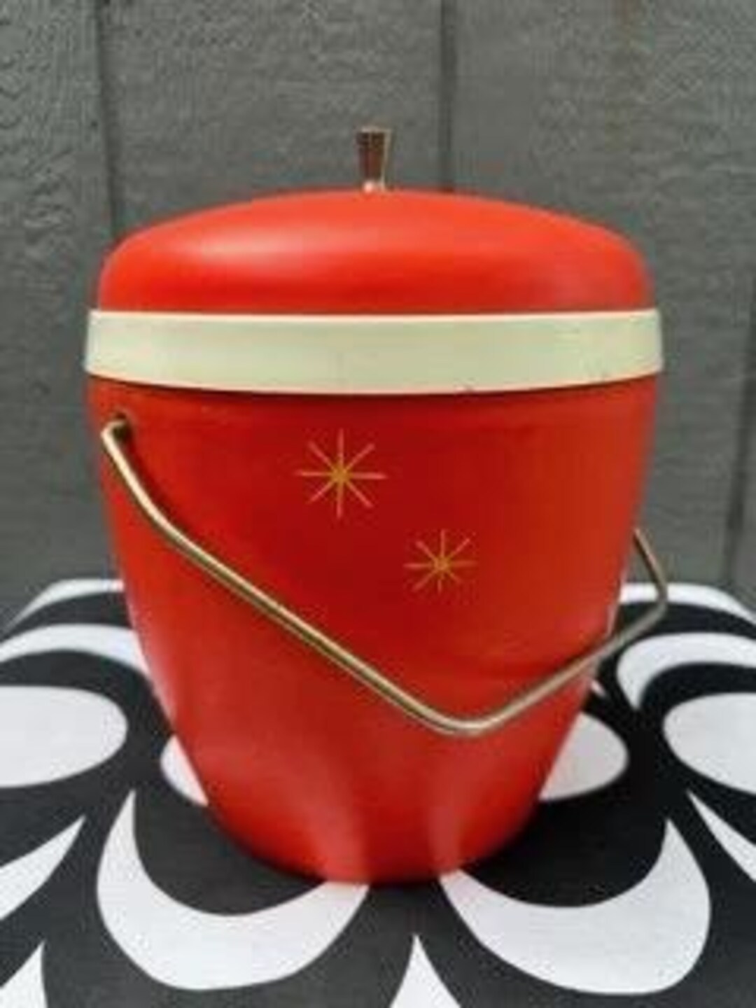 Mid Century Red Gits Ware Ice Bucket With Stars - Etsy