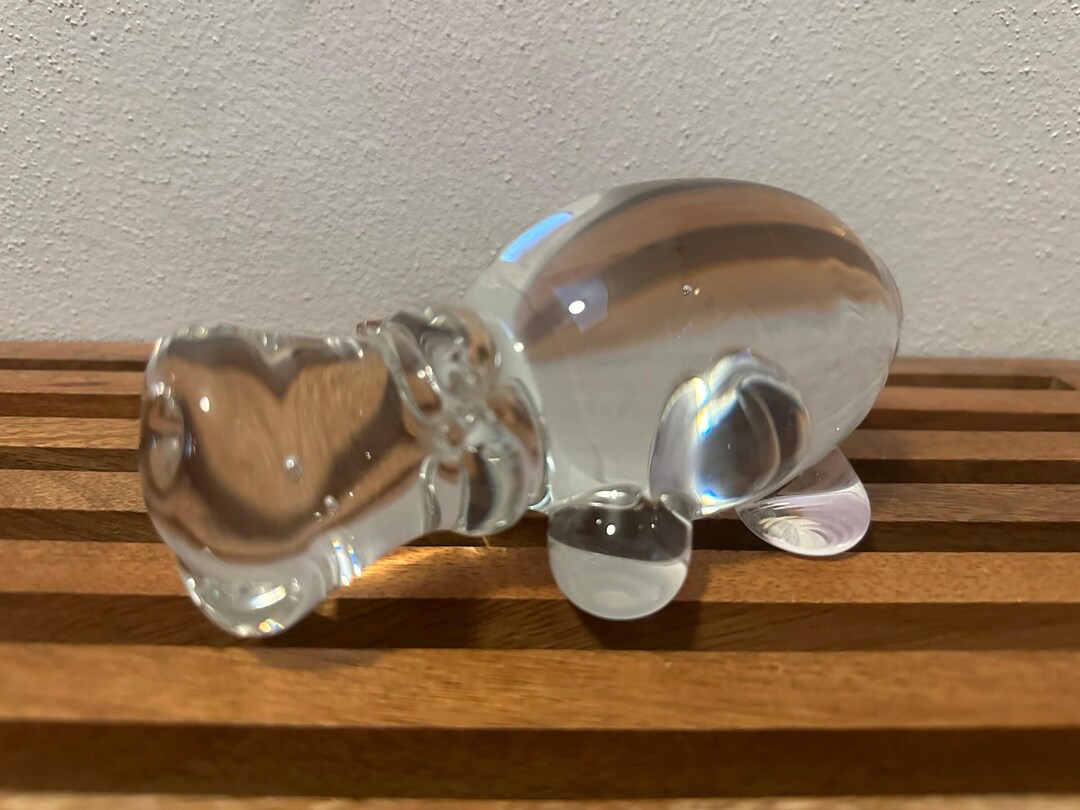 Vintage Glass Hippo - Etsy