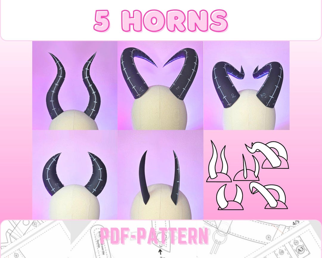 5 PDF Horns Pattern Set - Etsy