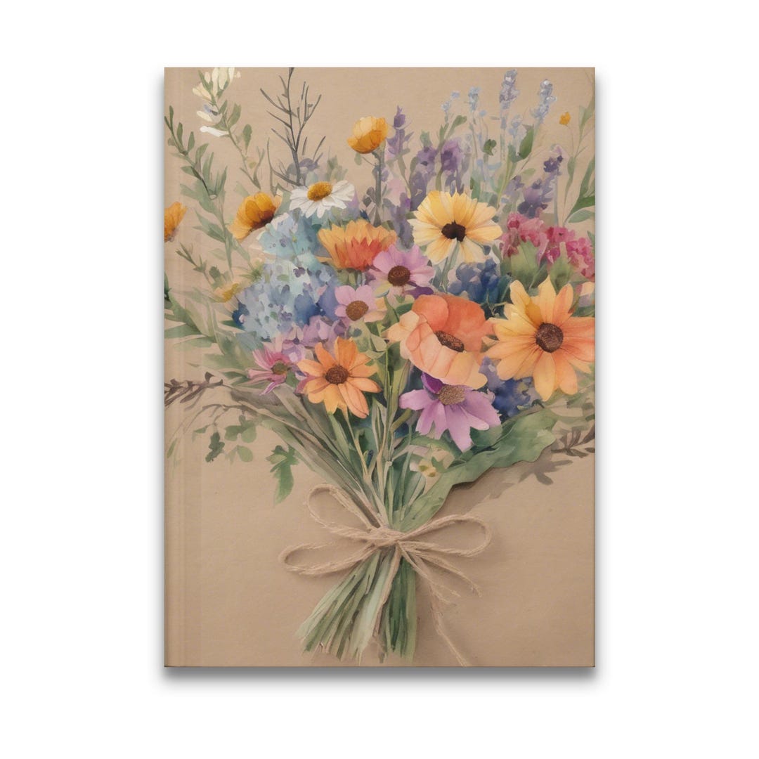 Floral Bouquet Journal, Watercolor Flowers Notebook, Botanical Art ...