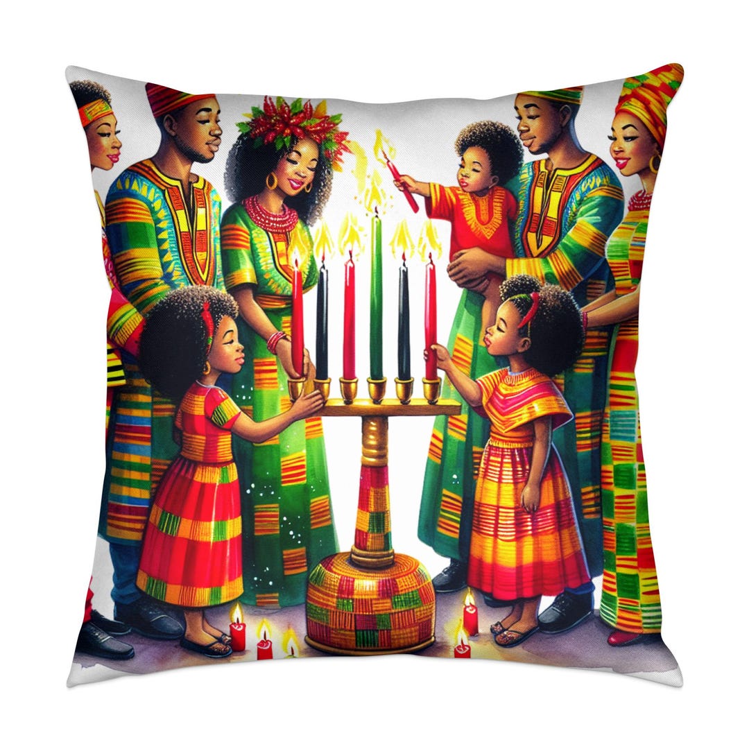 Kwanzaa Pillow, Kinara Lighting, African Family Celebration - Etsy