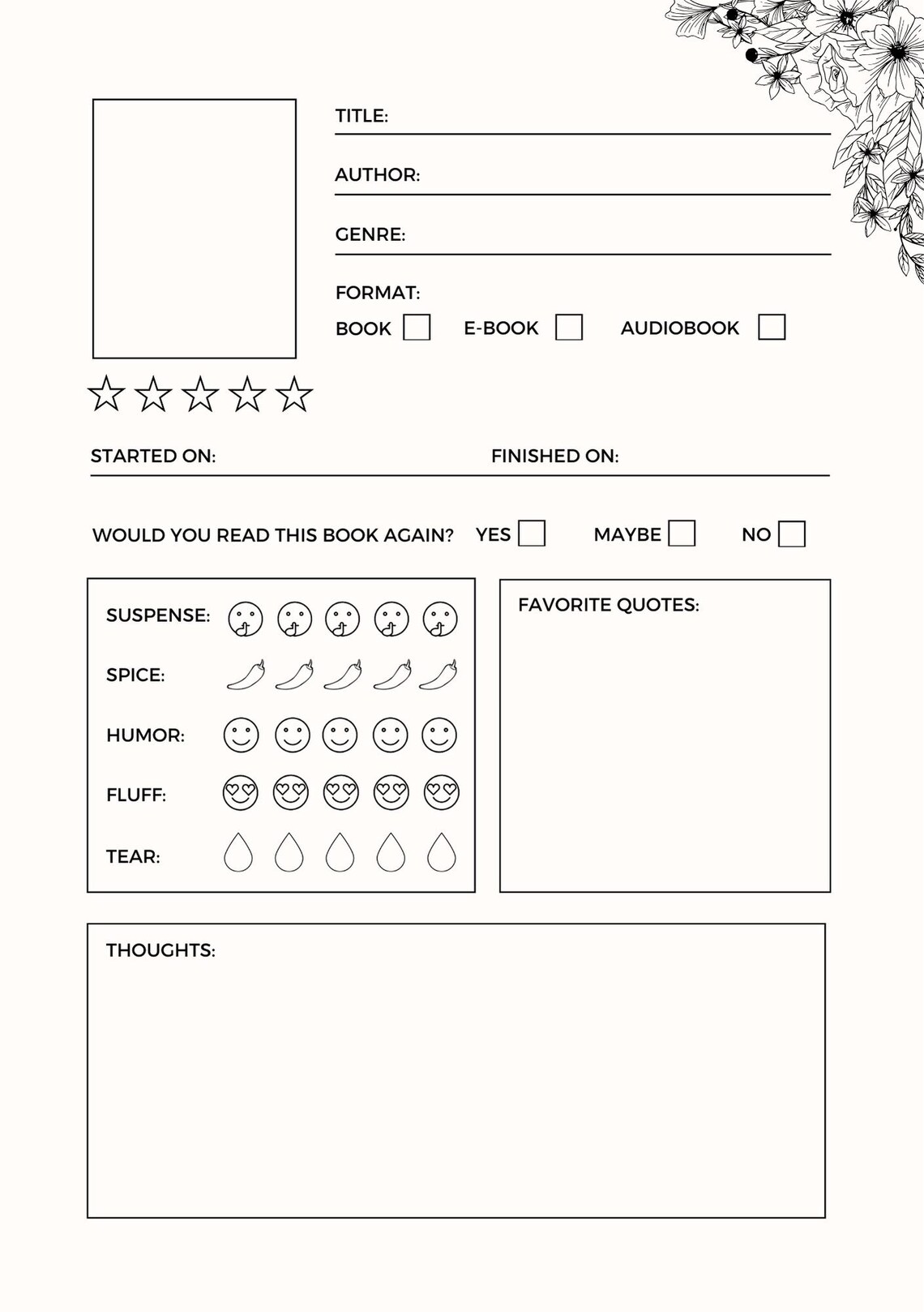 Book Review Template Pdf | Simple Book Review Printable | A5 Template ...