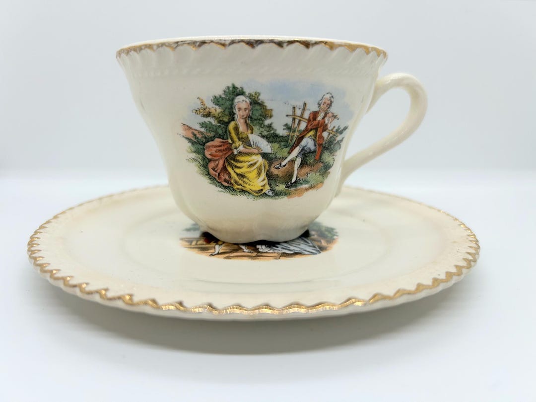 The Harker Pottery Co 22 Kt Gold Ceramic Plate and Tea Cup ...