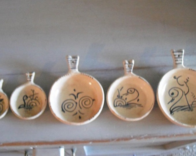 Vintage Set of 5 Clay Glazed Mexican Measuring Cups Scoops - Etsy