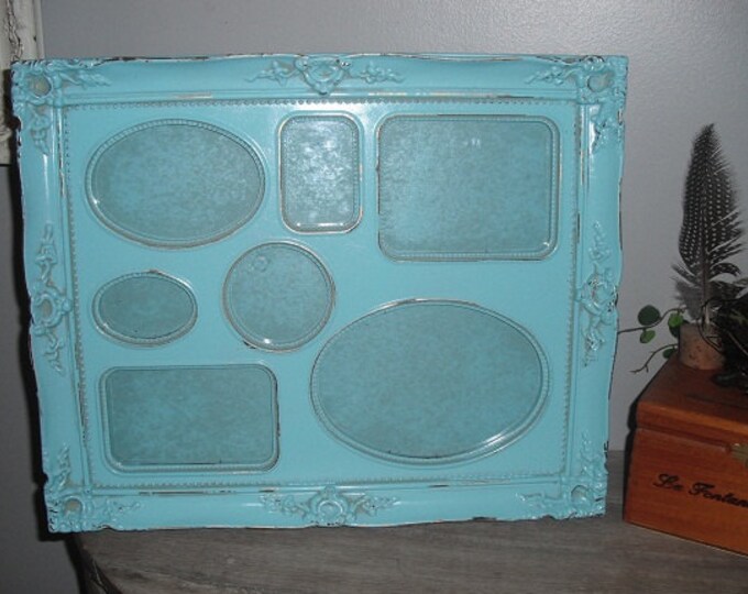 Shabby Cottage Aqua Blue Frame ... 7 Frames in 1 ... Ornate - Etsy