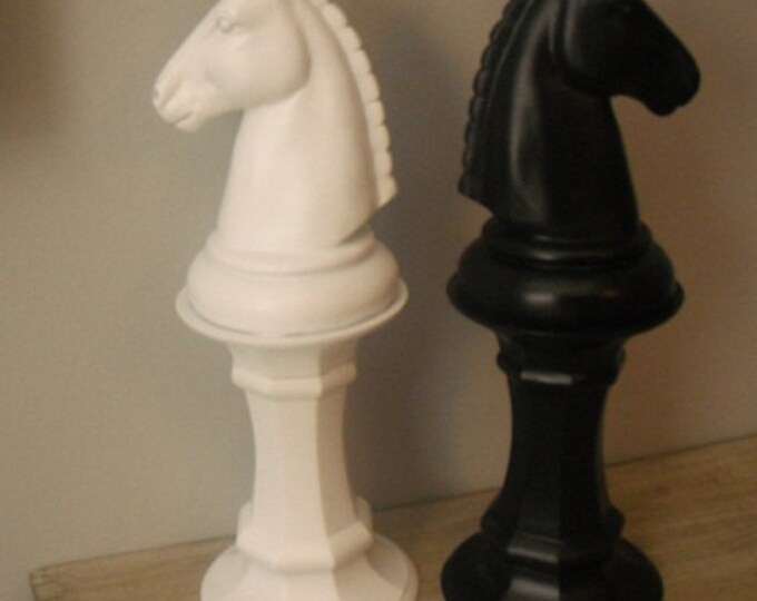 2 Upcycled Horse Head Chess Pieces Book Ends ... Statues ... - Etsy