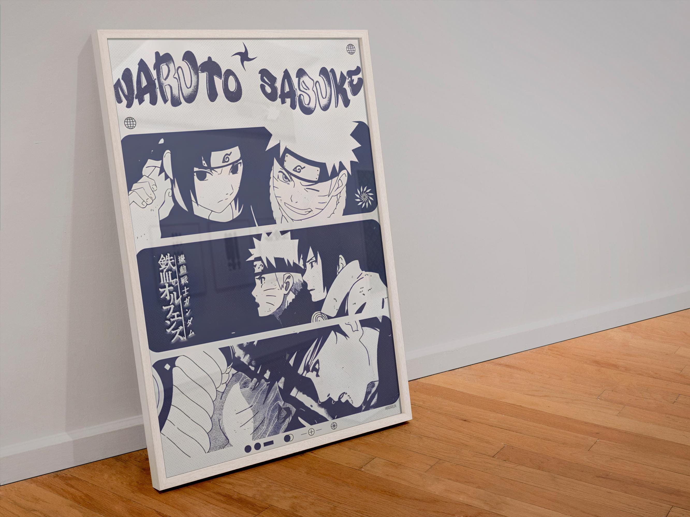 Naruto Uzumaki & Sasuke Uchiha Un/framed Poster, Iconic Anime Wall Art ...