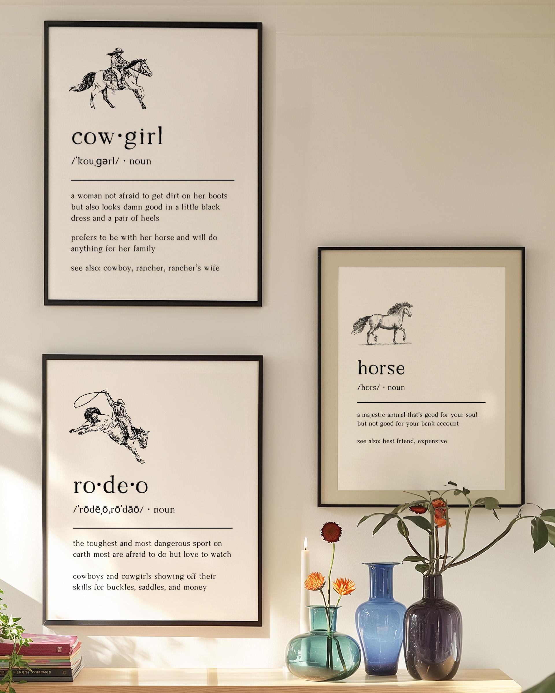 Vintage Western Dictionary Art Prints: Rodeo, Cowgirl, Horse (digital ...