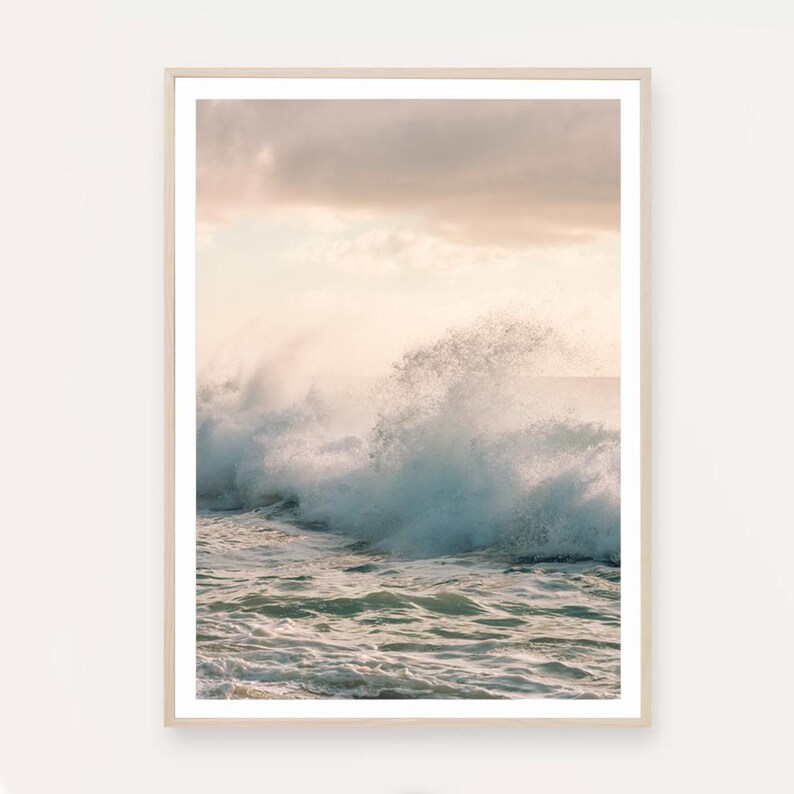 Pastel Ocean Print Coastal Wall Decor Wave Splash Ocean Printable Beach ...