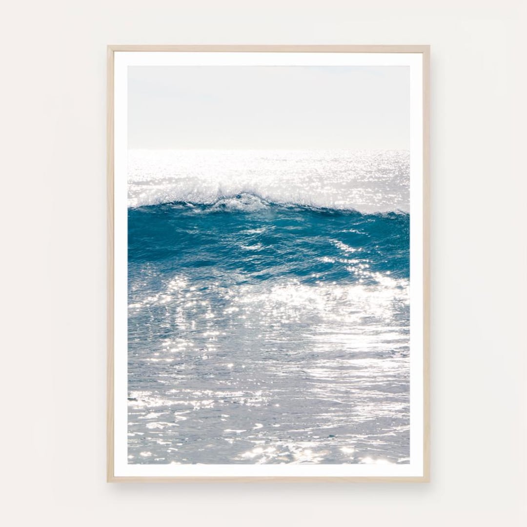 Blue Sparkly Wave Digital Download | Ocean Wall Art | Coastal Printable ...