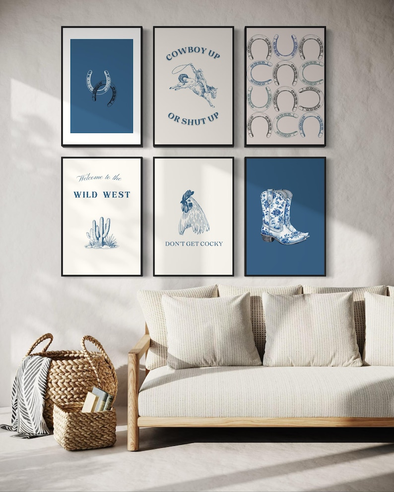 Western Wall Art Bundle, Vintage Cowboy Wild West Posters Retro Prints ...