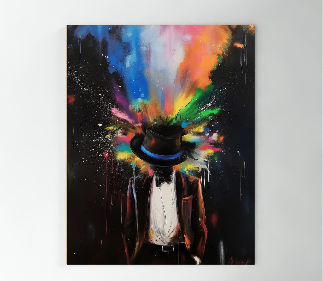 Pop Art Portrait Gangster Man Oil Painting Masculine Bar Wall Art Retro ...
