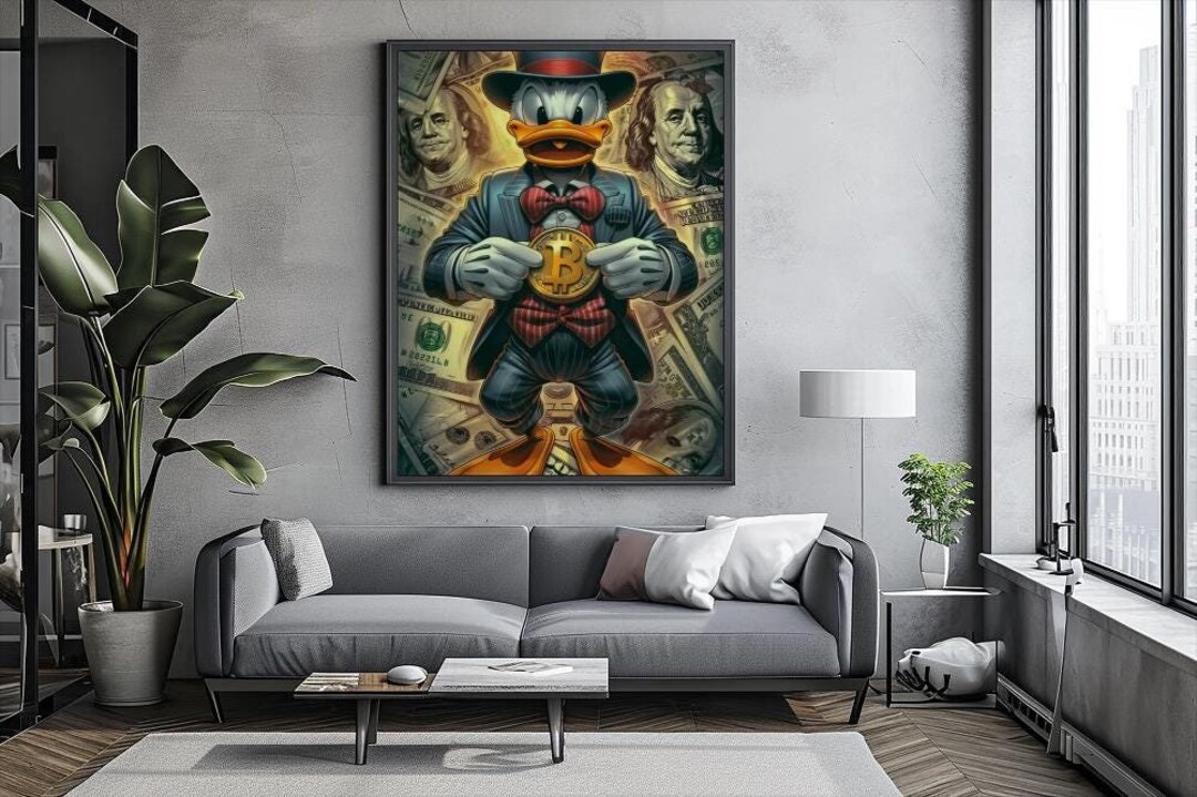 Donald Duck Bitcoin Wall Art Money Wall Art Home Office Art Crypto ...