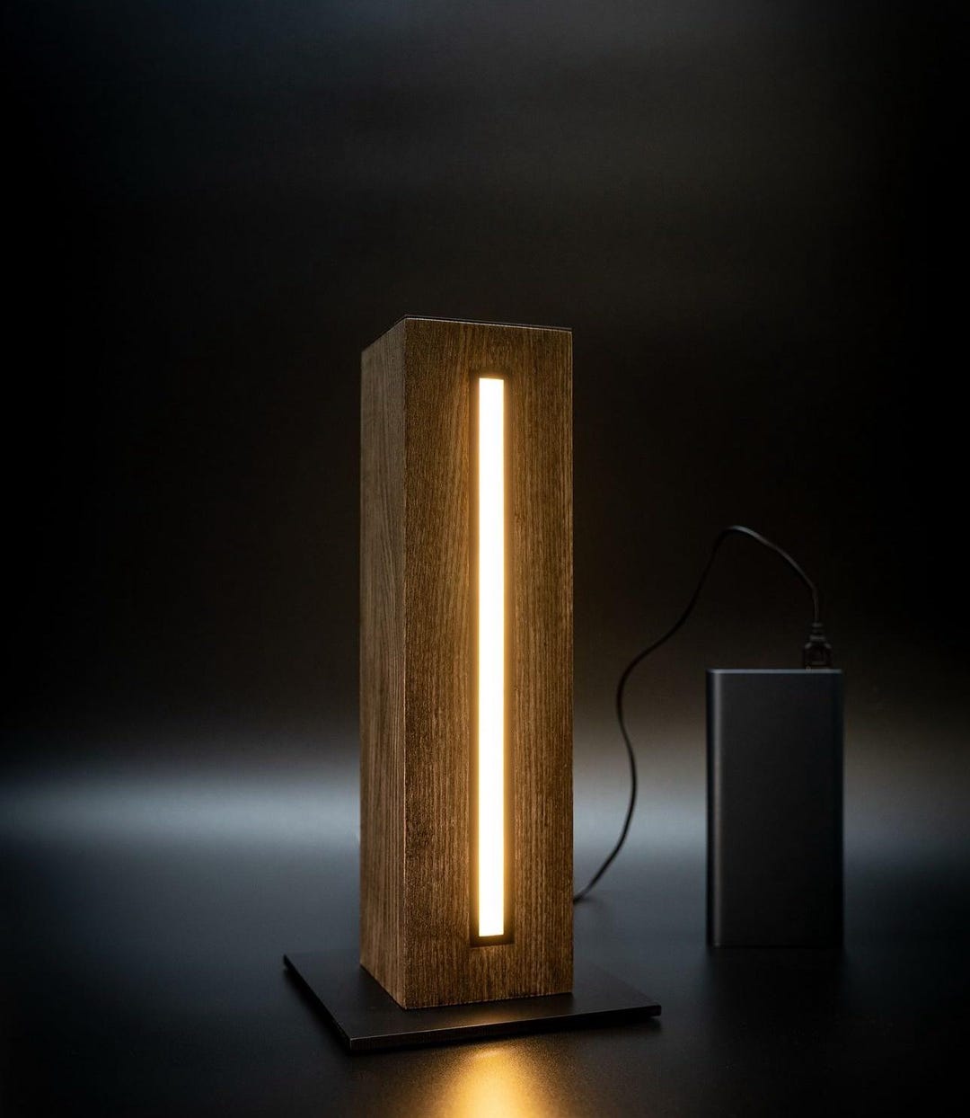 Wooden Table Desk LED Lamp USB Charger Modern Minimalist Loft Design ...