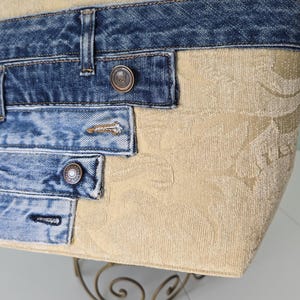 Unique, One of a Kind, Repurposed Blue Jeans & Upholstery Shoulder Bag ...