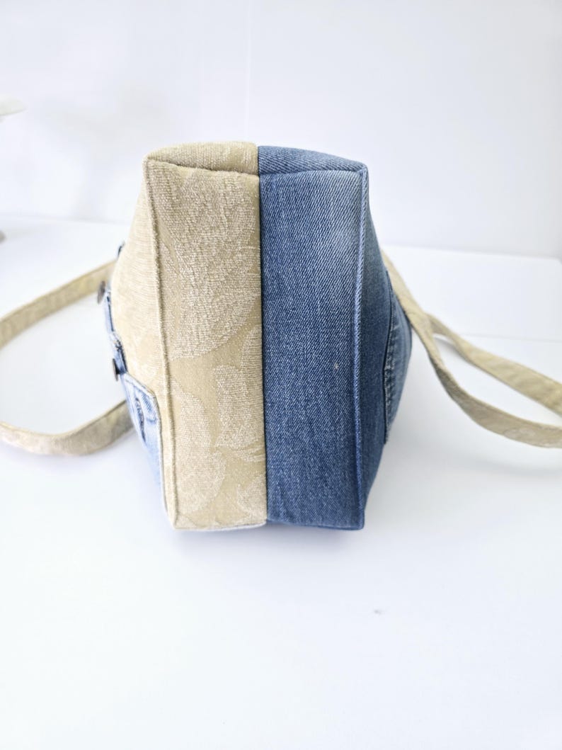 Unique, One of a Kind, Repurposed Blue Jeans & Upholstery Shoulder Bag ...