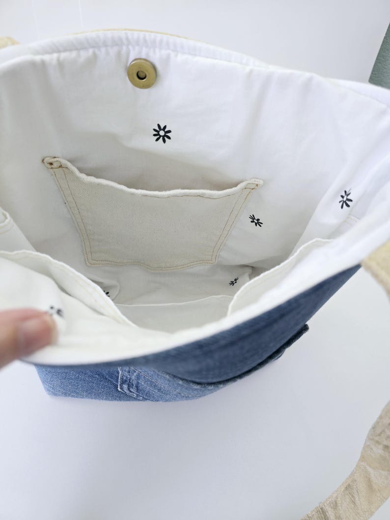 Unique, One of a Kind, Repurposed Blue Jeans & Upholstery Shoulder Bag ...