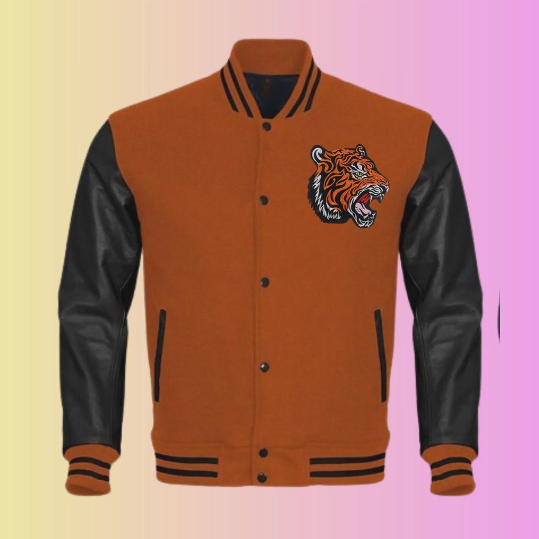 Custom Wool Varsity Letterman Jacket: Leather Sleeves, Embroidered - Etsy