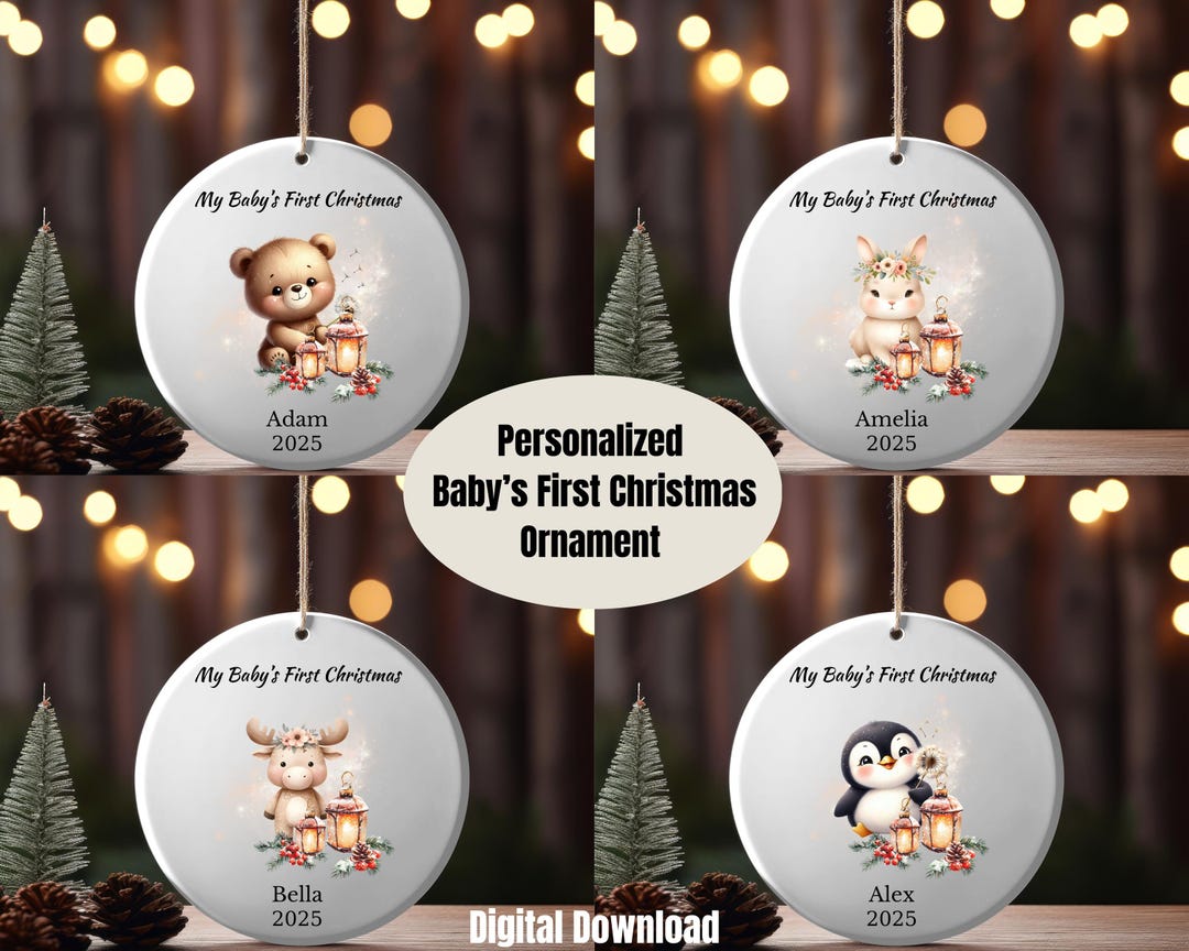 Custom Baby's First Christmas Baubles Png, Personalized Baby 1st ...