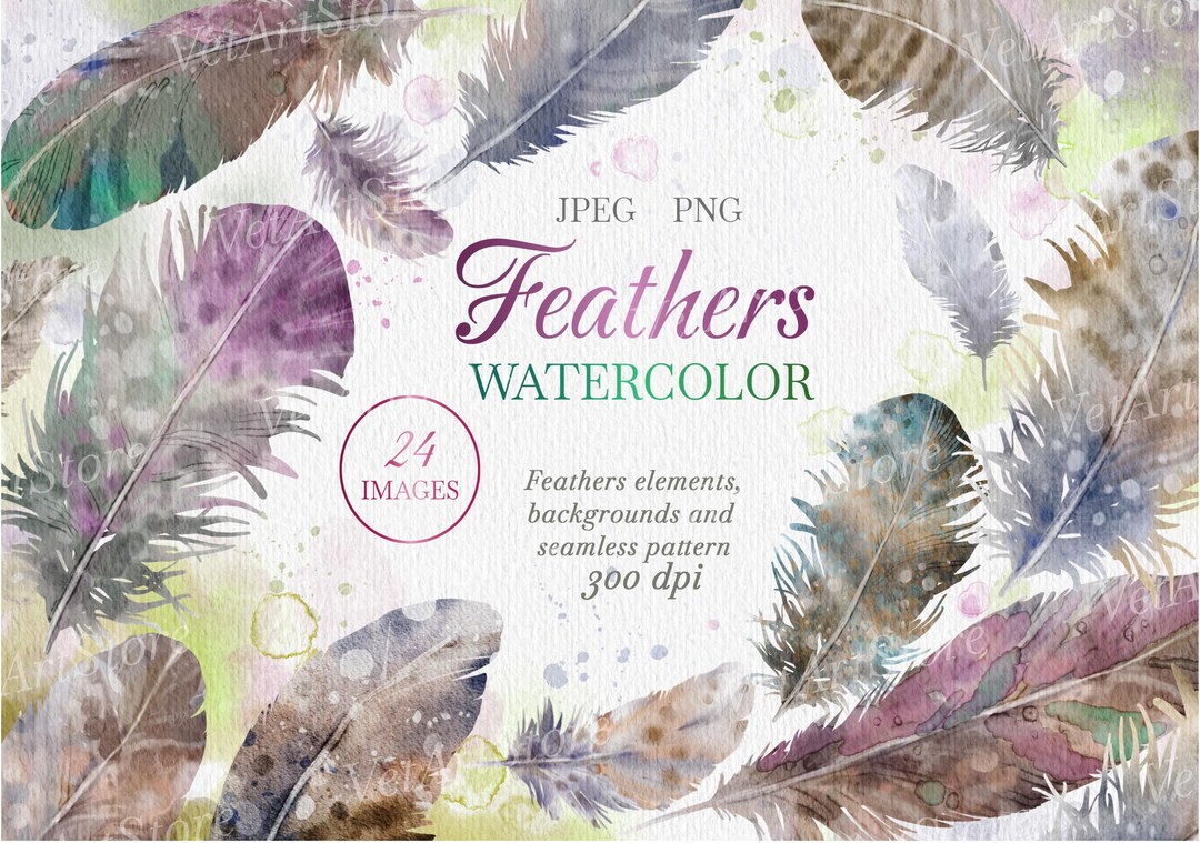 Watercolor Feathers Clipart - Feather Clipart - Boho Feathers Clipart ...