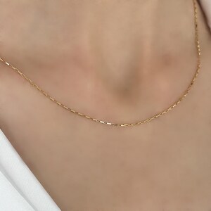 14K Solid Gold Super Thin Paperclip Chain Necklace, Gold Paperclip ...