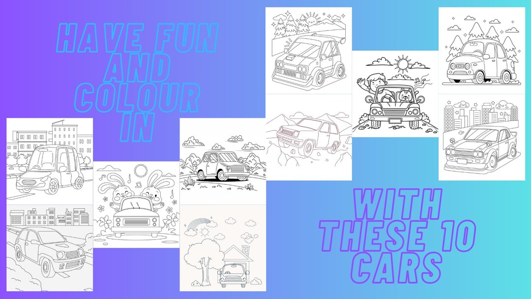 Vehicle Coloring Book Pages for Boys - Cute Cars, Bunnies and People ...