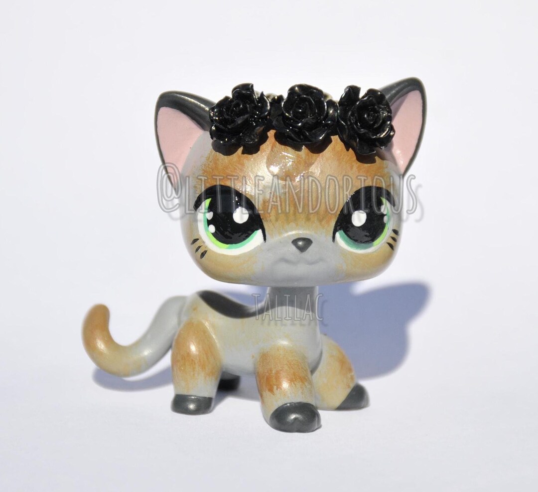 LPS Shorthair Cat fall Custom Flower Crown OOAK Super Cute Littlest Pet ...