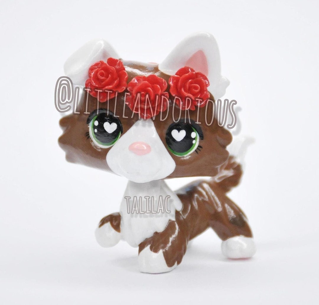 LPS Valentines Flower Crown, Maroon Collie Custom Red Roses, Paw Up ...