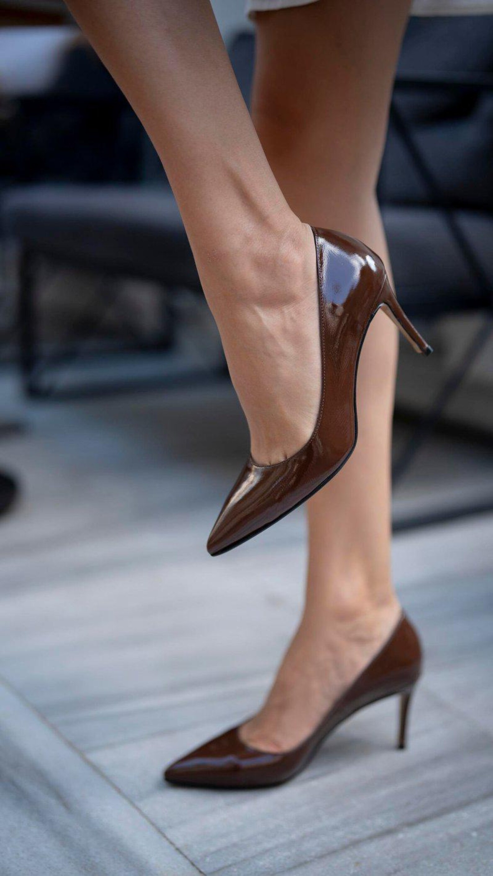 Burgundy Patent Heels,pointed Toe Heels,slingback Heels,closed Toe ...