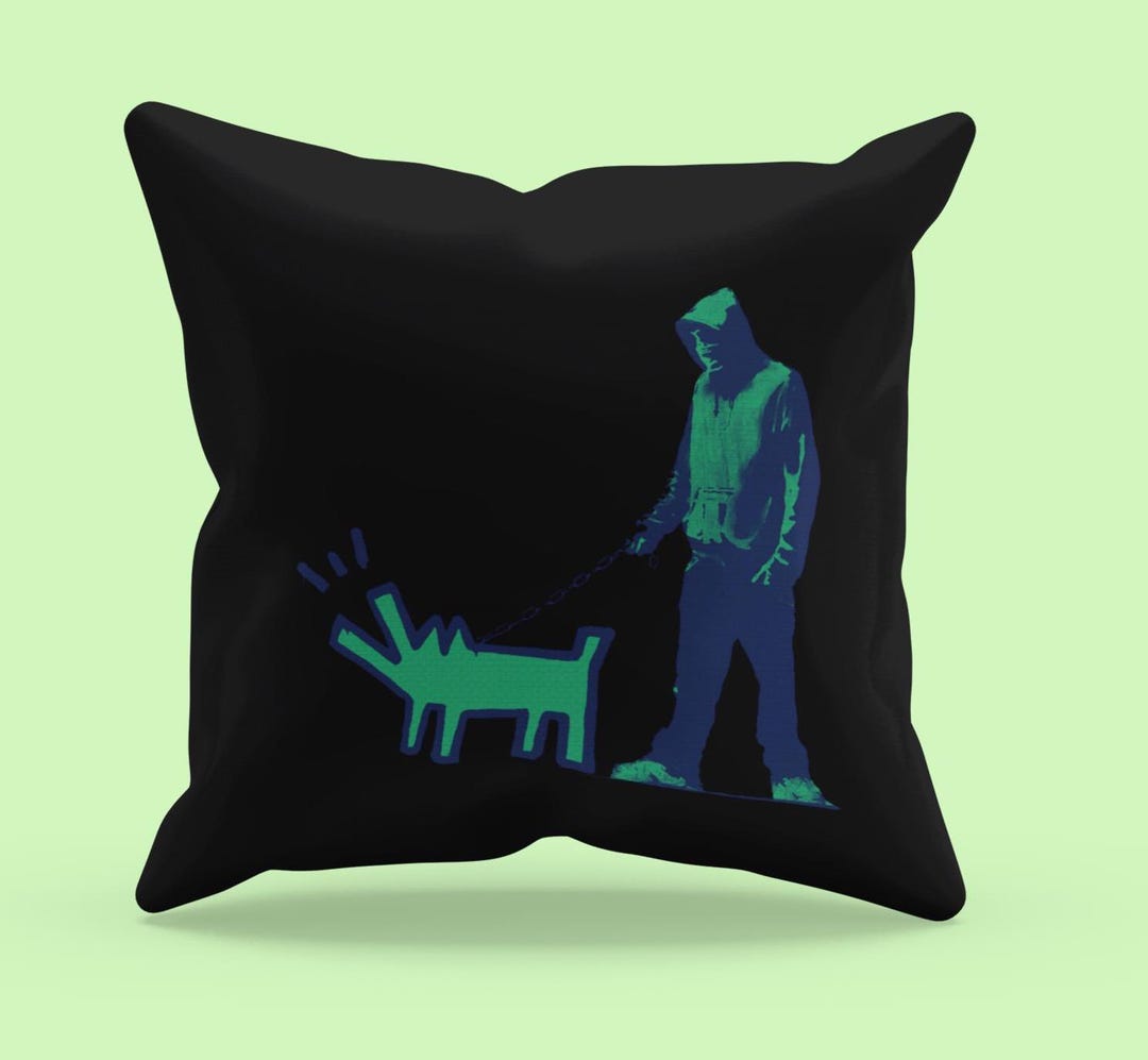 BANKSY Keith Haring Dog Pillow Green, Banksy Graffiti, Graffiti Art ...